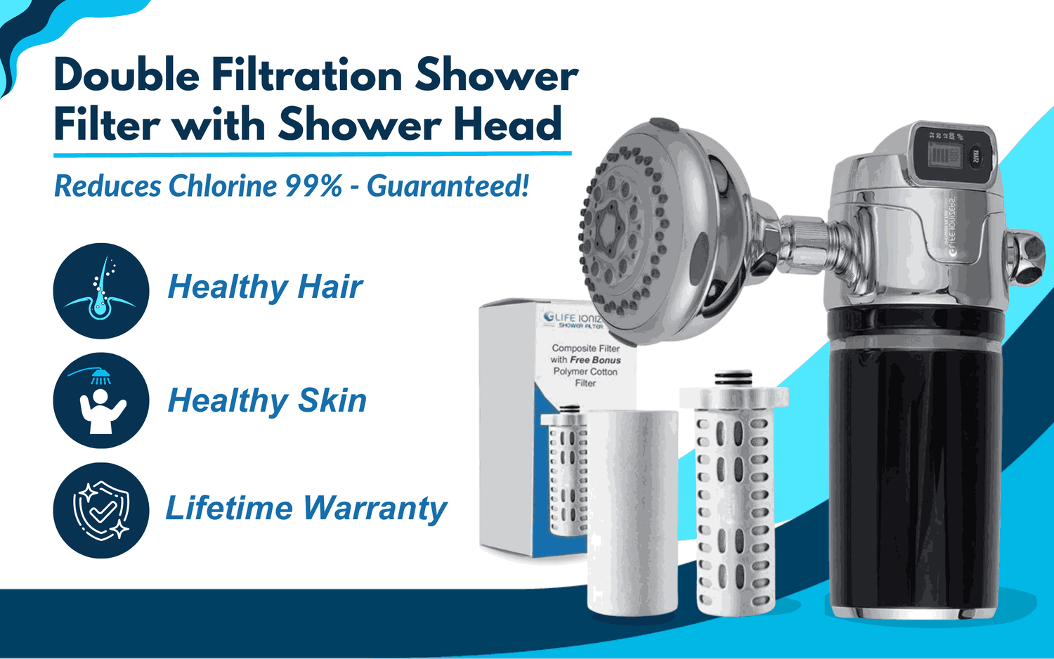 Life Shower Double Filtration Filter with Shower Head – Pitcher of Life